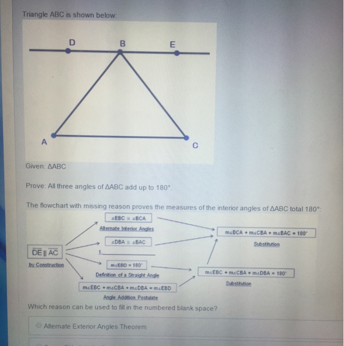 Solved Triangle ABC is shown below: Given: AABC Prove: All | Chegg.com