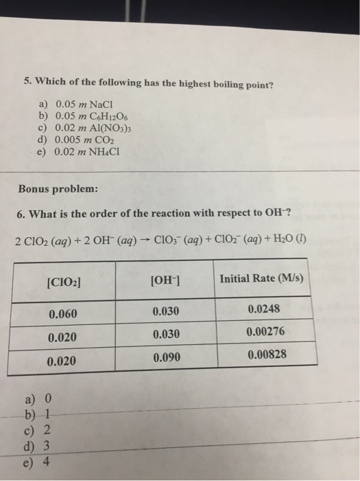 Solved Which of the following has the highest boiling point? | Chegg.com