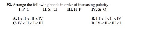 Solved Arrange the following bonds in order of increasing | Chegg.com