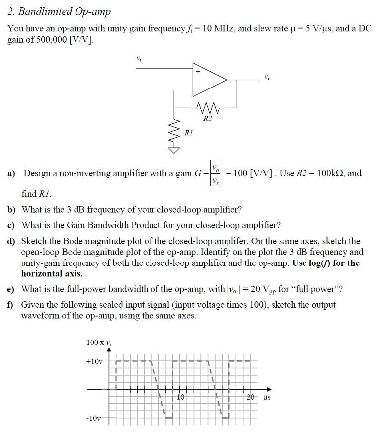 You have an op-amp with unity gain frequency ft = 10 | Chegg.com