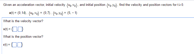 Solved Given an acceleration vector, initial velocity (u_0, | Chegg.com