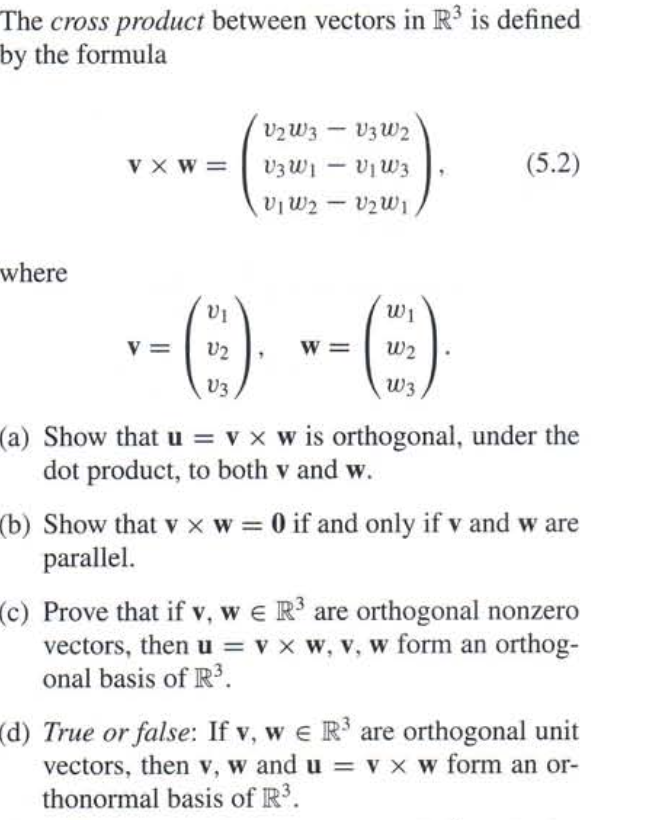Solved The cross product between vectors in IR3 is defined | Chegg.com