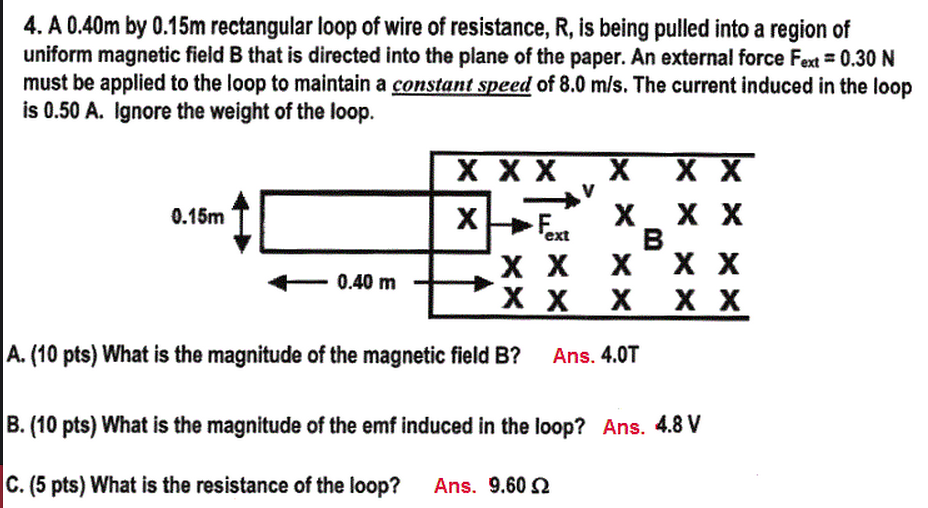 Solved A 4m By 15 M Rectangular Loop Wire Of Resistance R 