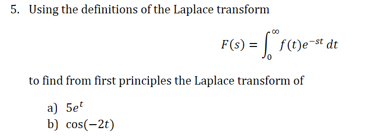 Solved Using the definitions of the Laplace transform F(s) | Chegg.com