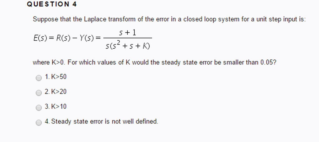 Solved Suppose the Laplace transform of the error in a | Chegg.com