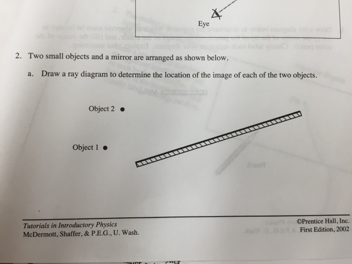Solved Two small objects and a mirror are arranged as | Chegg.com