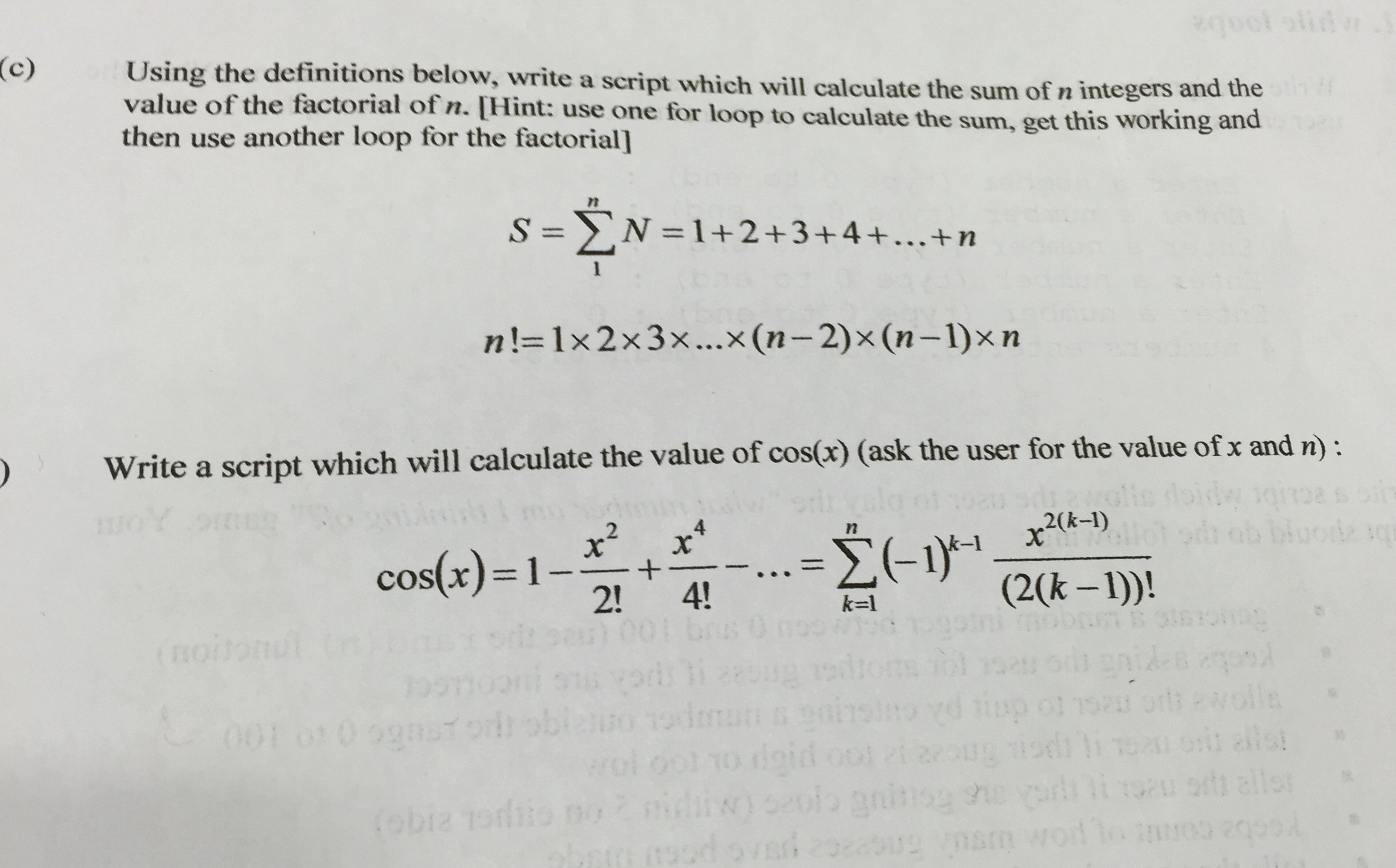 Using The Definitions Below Write A Script Which 