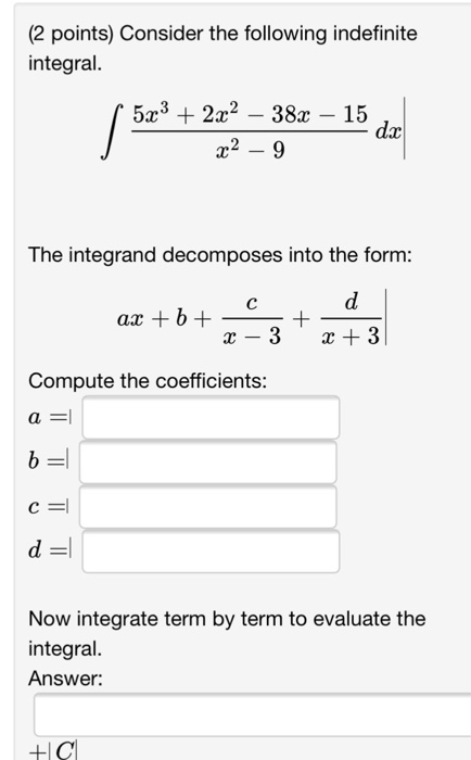 Solved Consider the following indefinite integral. Integral | Chegg.com