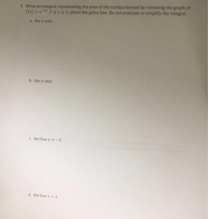 Solved Write An Integral Representing The Area Of The