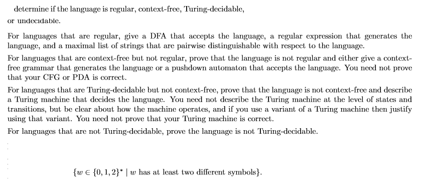 Solved determine if the language is regular, context-free, | Chegg.com