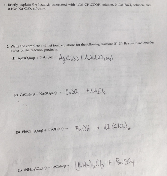 Solved Briefly explain the hazards associated with 1.0M | Chegg.com