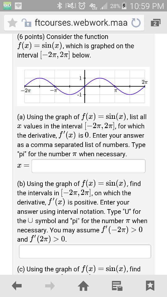 Solved べ范49E ,dd 28%A 1 0:59 PM ftcourses.webwork.maa (6 | Chegg.com