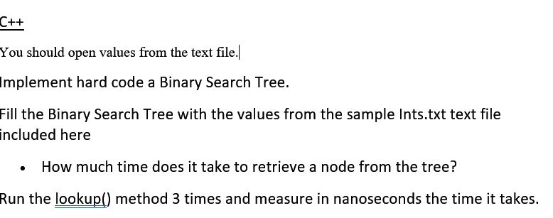 Solved You should open values from the text file. Implement | Chegg.com