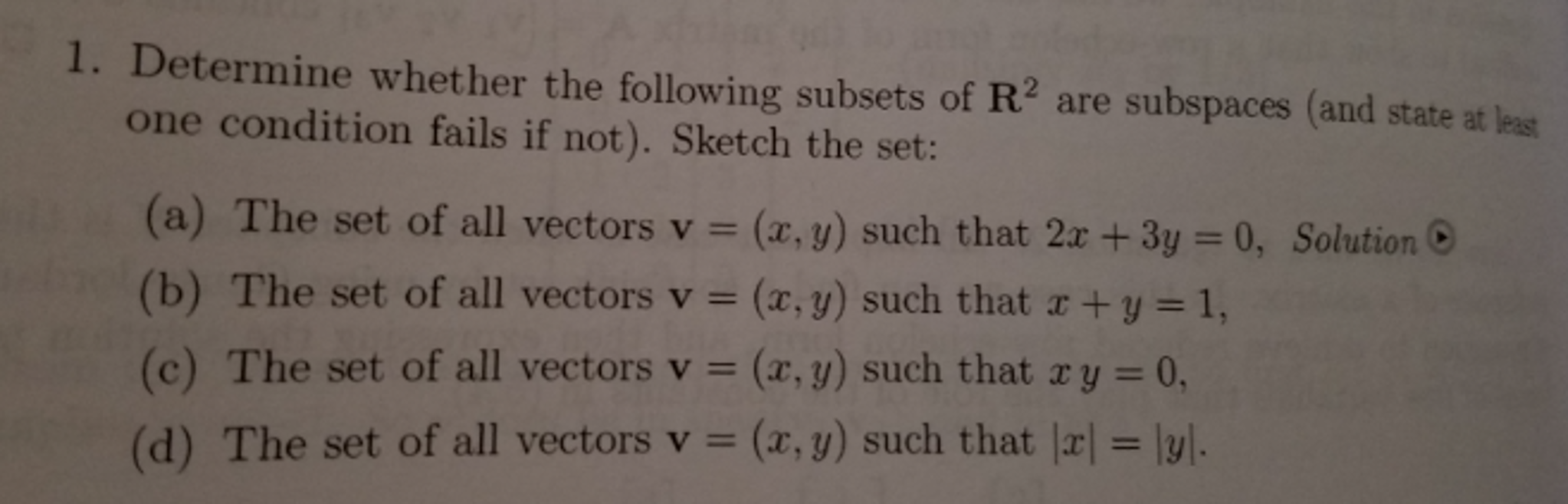 Solved Determine whether the following subsets of R^2 are | Chegg.com