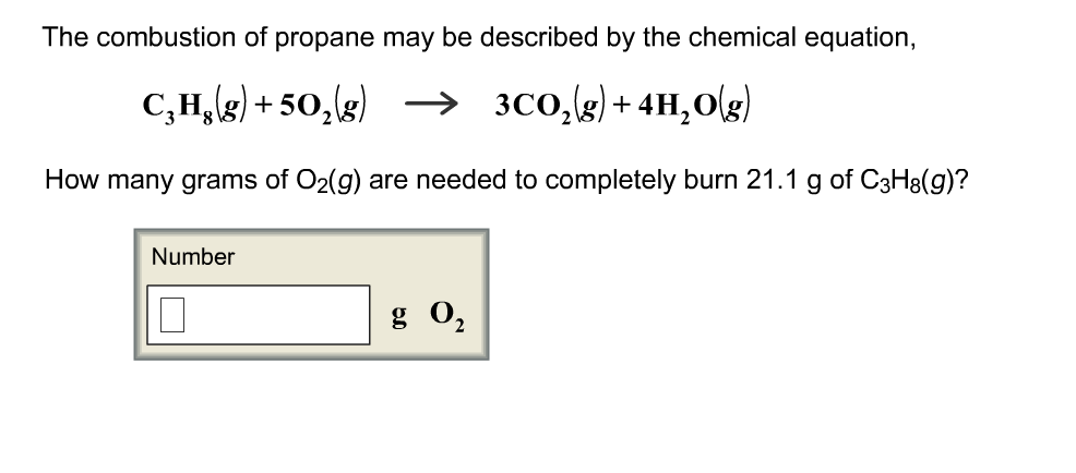 Solved The combustion of propane may be described by the | Chegg.com
