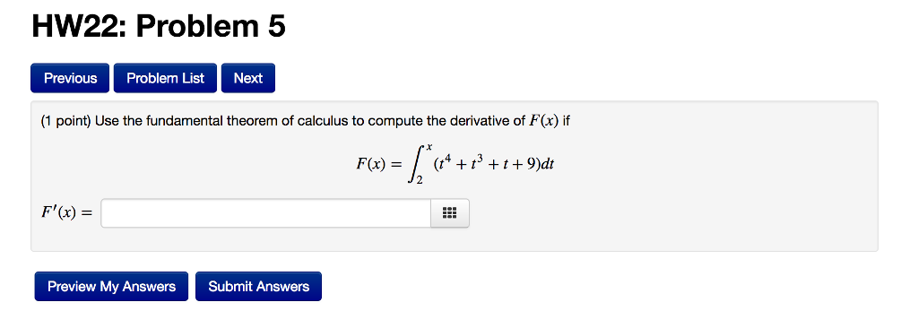 Solved HW22: Problem 4 Previous Problem List Next (1 point) | Chegg.com