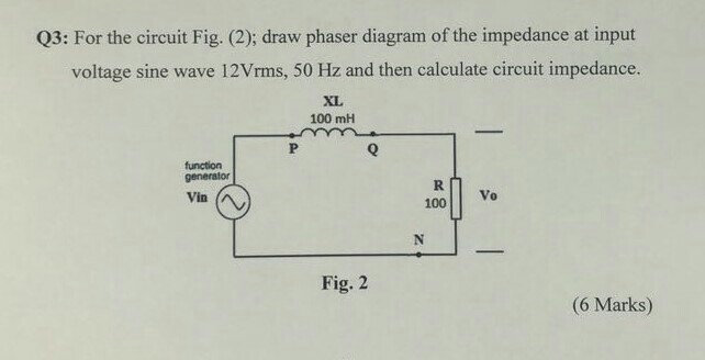 Solved Q3: For the circuit Fig. (2); draw phaser diagram of | Chegg.com