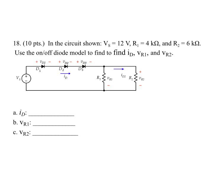 Solved 18. (10 pts.) In the circuit shown: Vs 12 V, R1 4 k2, | Chegg.com