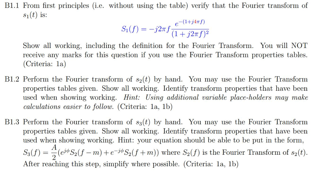 Solved B1.1 From first principles (i.e. without using the | Chegg.com