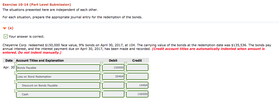 Solved Exercise 10-14 (Part Level Submission) The situations | Chegg.com