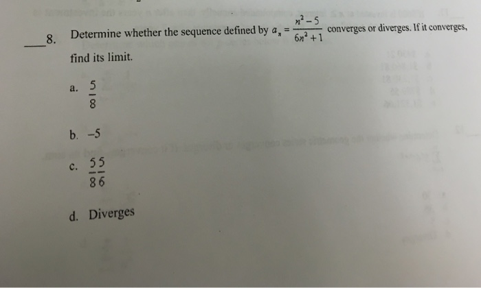 Solved Determine whether the sequence defined by a_n = n^2 - | Chegg.com