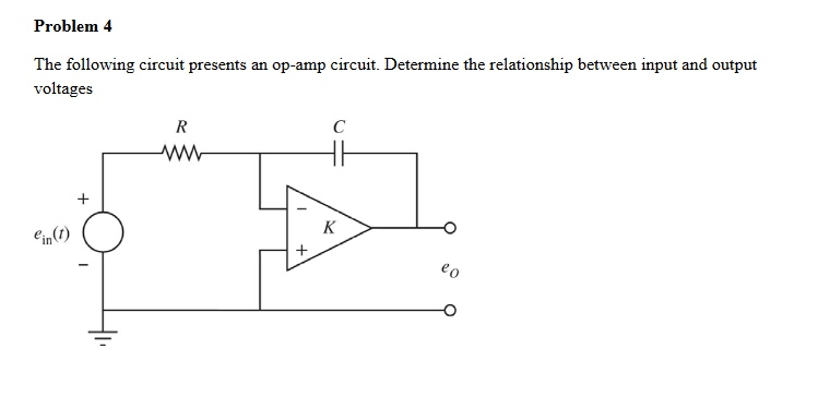 Solved The following circuit presents an op-amp circuit. | Chegg.com