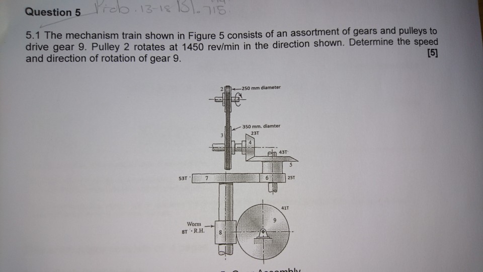 Solved Question 5 5.1 The mechanism train shown in Figure 5 | Chegg.com