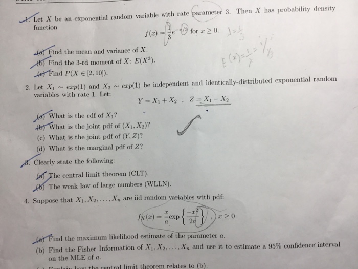 Solved Let X Be An Exponential Random Variable With Rate