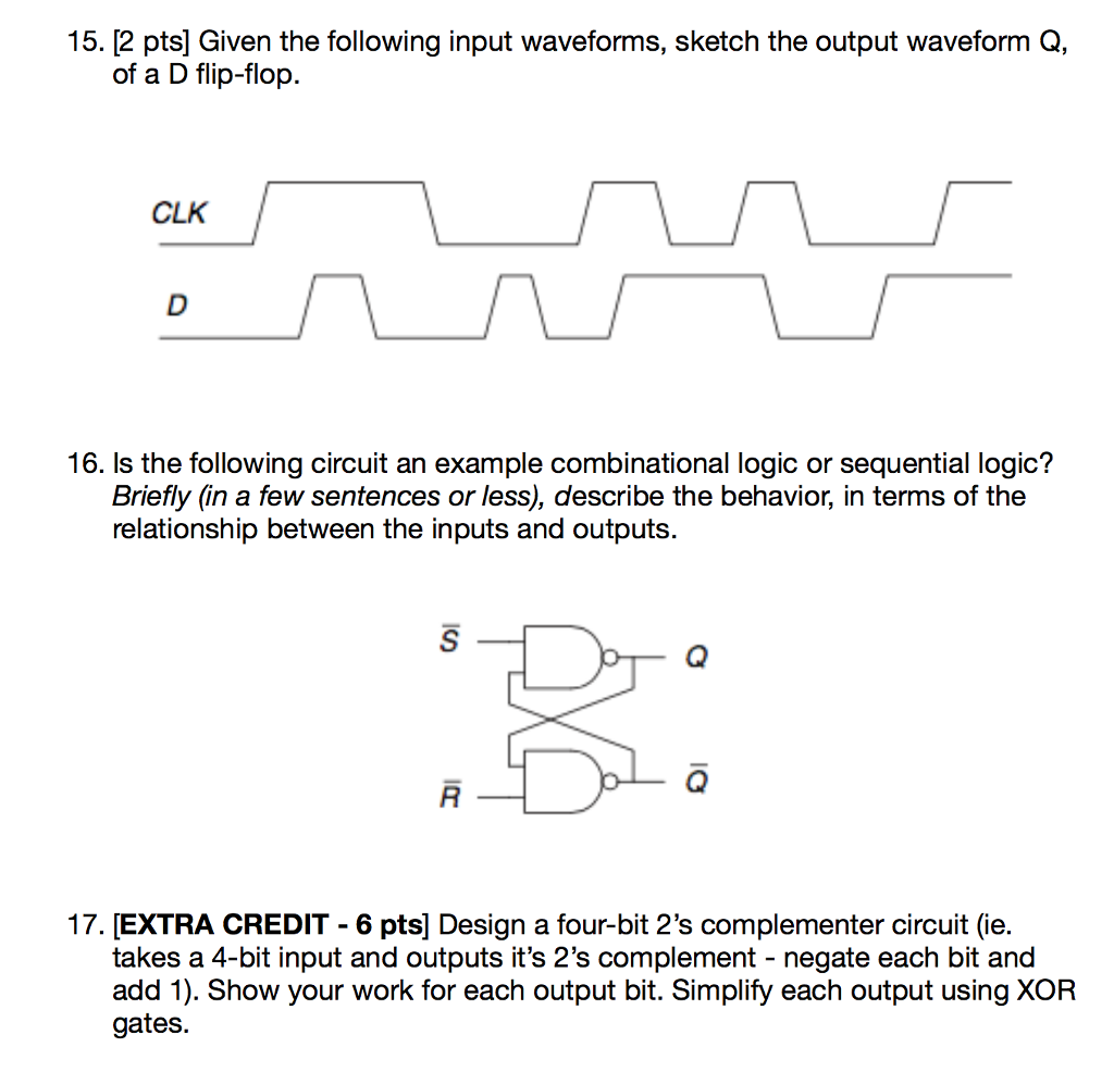 Solved Given The Following Input Waveforms Sketch The 