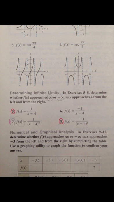 Solved Determining infinity limits in exercises 5 - 8, | Chegg.com