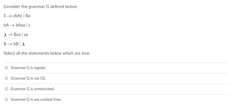 Solved Consider the grammar G defined below: S rightarrow | Chegg.com
