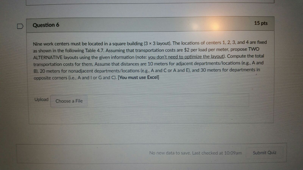 Nine work centers must be located in a square | Chegg.com