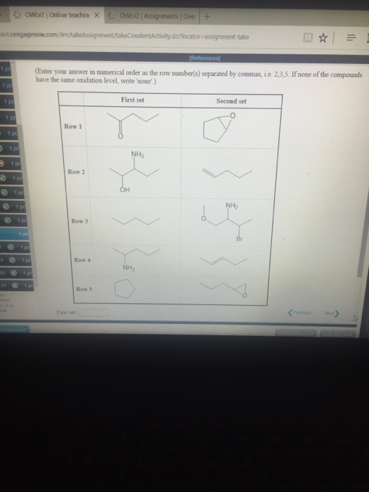 Solved Enter Your Answer In Numerical Order As The Row Chegg