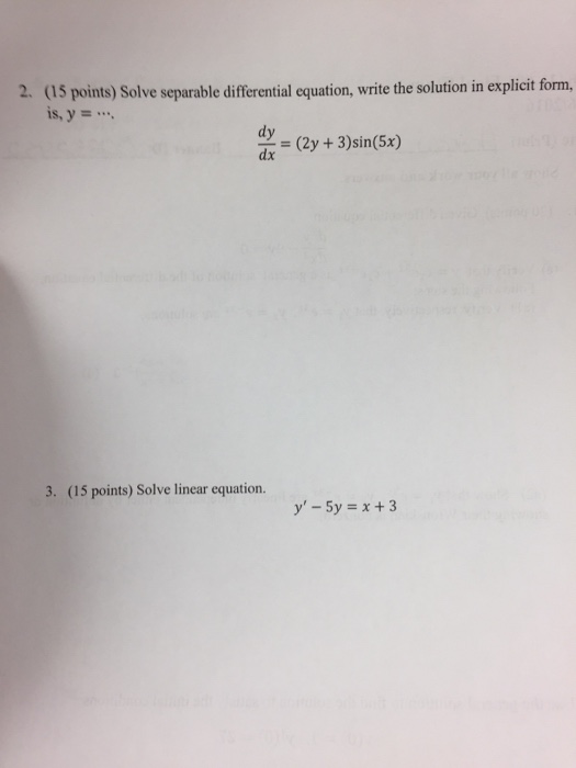 Solved Solve separable differential equation, write the | Chegg.com
