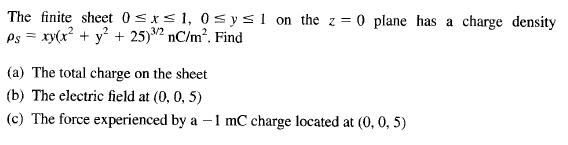 Solved The finite sheet 0 leq x leq 1, 0 leq y leq 1 on the | Chegg.com