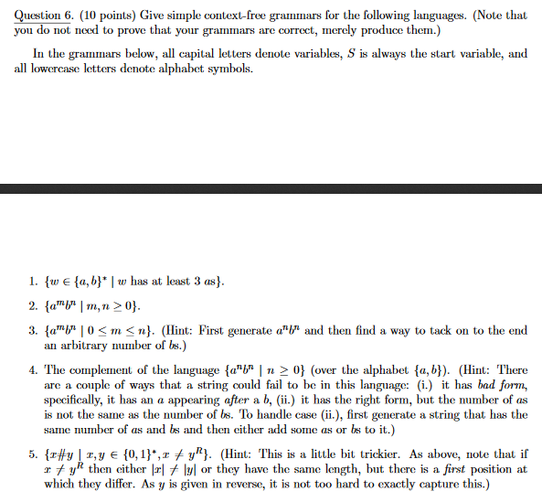 Solved Give simple context-free grammars for the following | Chegg.com