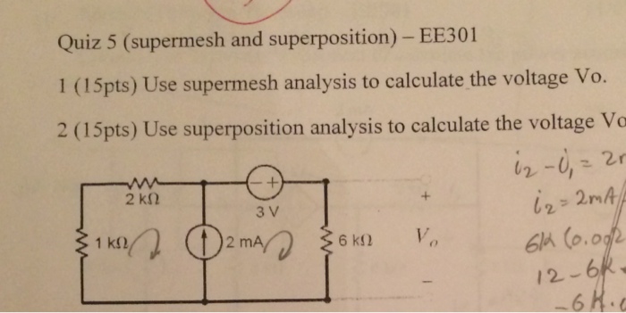 Solved Use supermesh analysis to calculate the voltage Vo. | Chegg.com