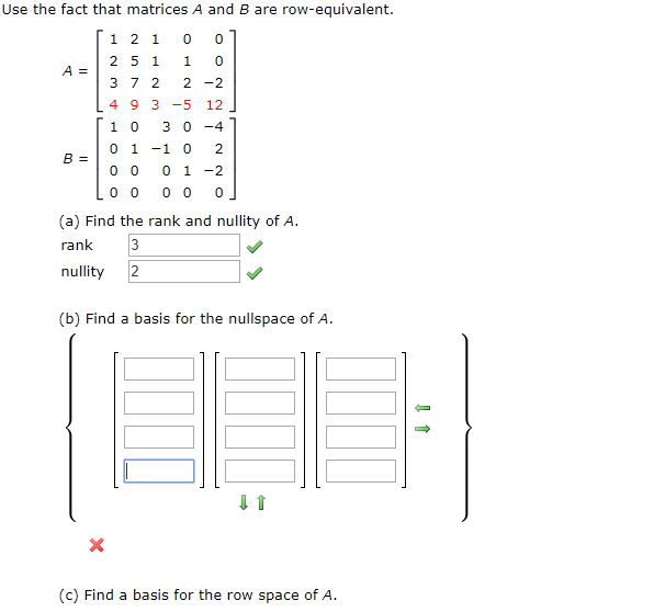 Solved Use the fact that matrices A and B are | Chegg.com