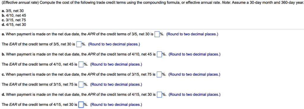 Solved (Effective annual rate) Compute the cost of the | Chegg.com