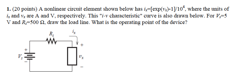Solved 4 1. (20 points) A nonlinear circuit element shown | Chegg.com
