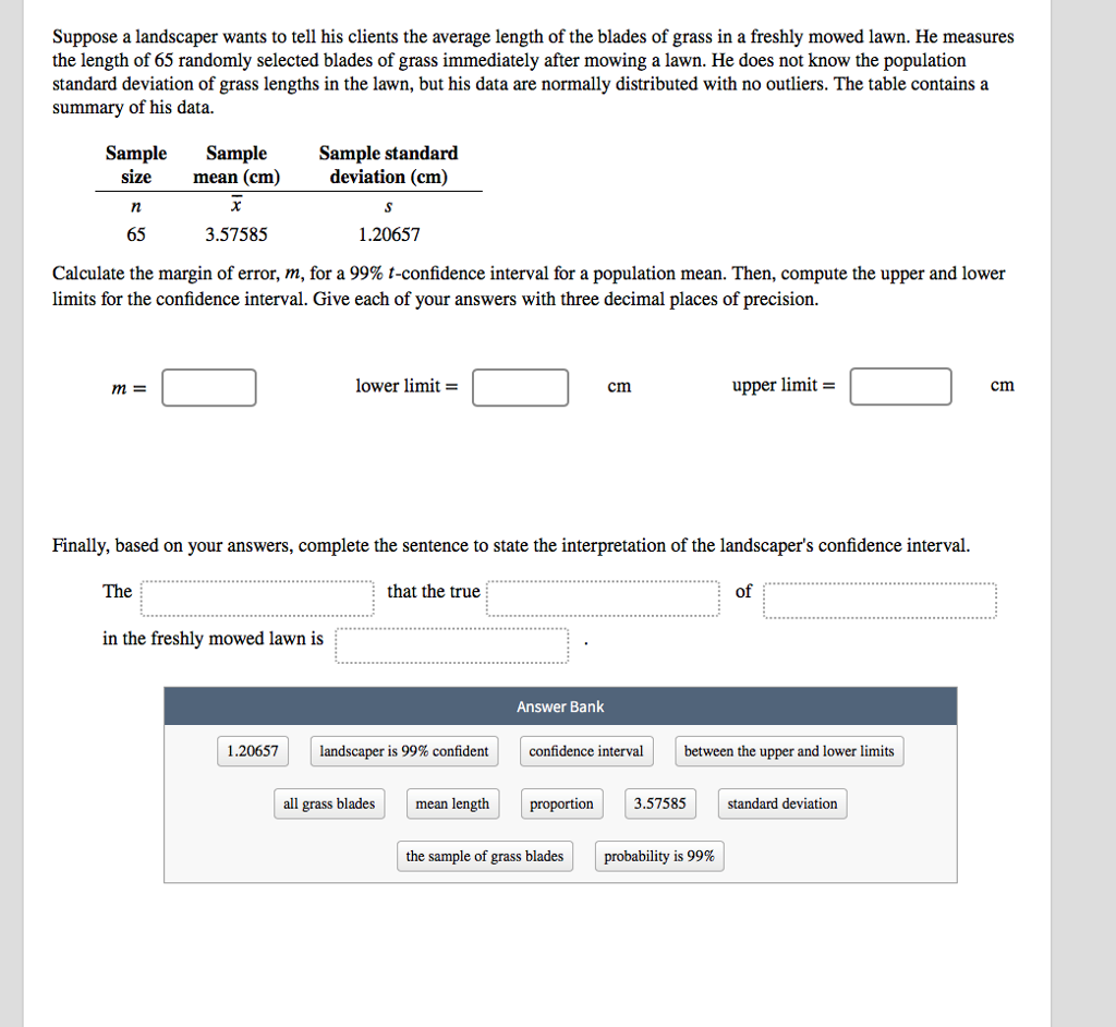 Solved Suppose a landscaper wants to tell his clients the | Chegg.com
