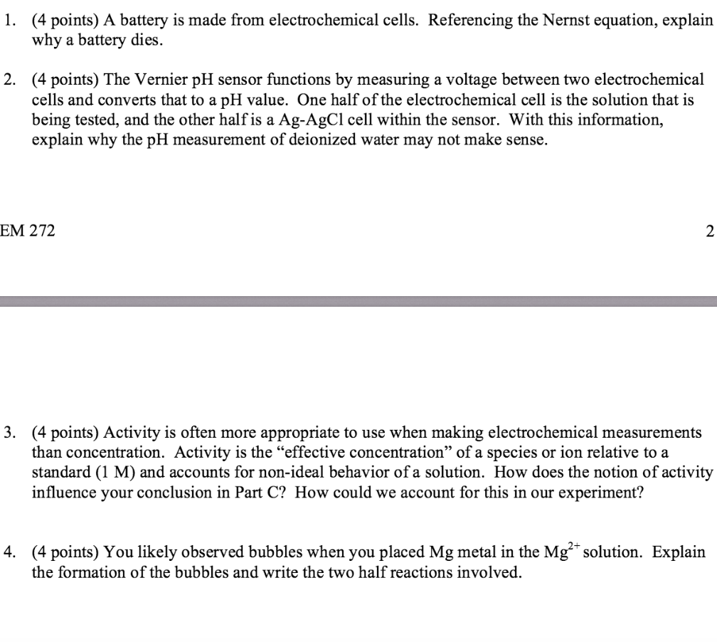 Solved A battery is made from electrochemical cells. | Chegg.com