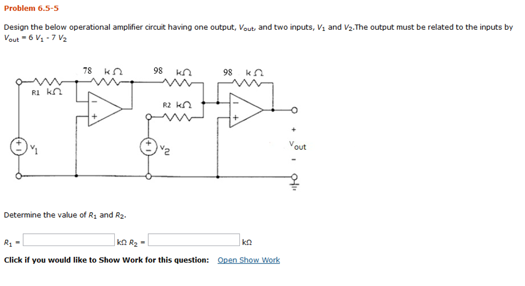 Solved Problem 6.5-5 Design the below operational amplifier | Chegg.com