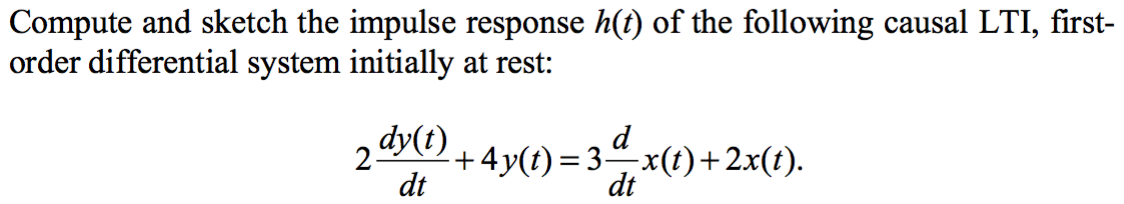Solved Compute and sketch the impulse response h(t) of the | Chegg.com