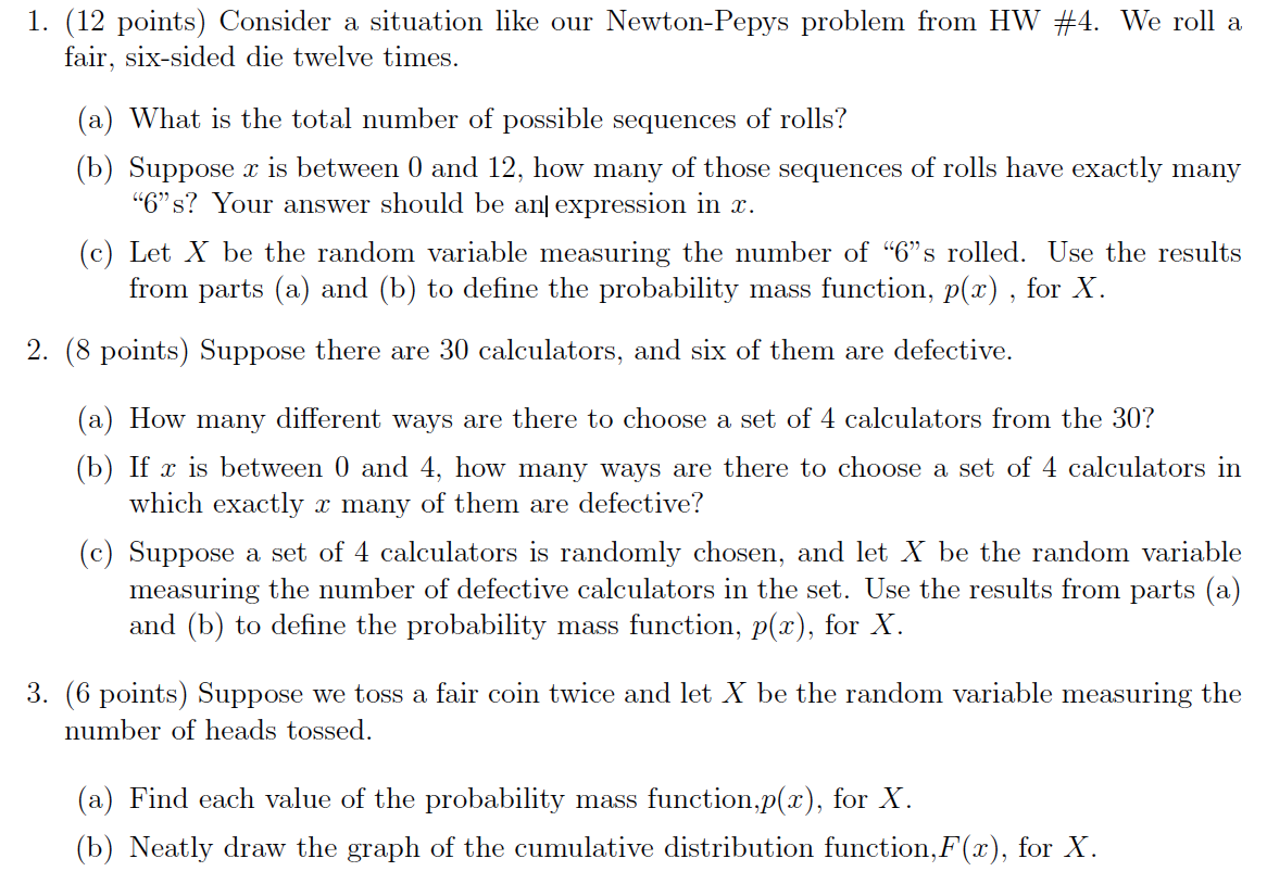 Solved 1. (12 points) Consider a situation like our | Chegg.com