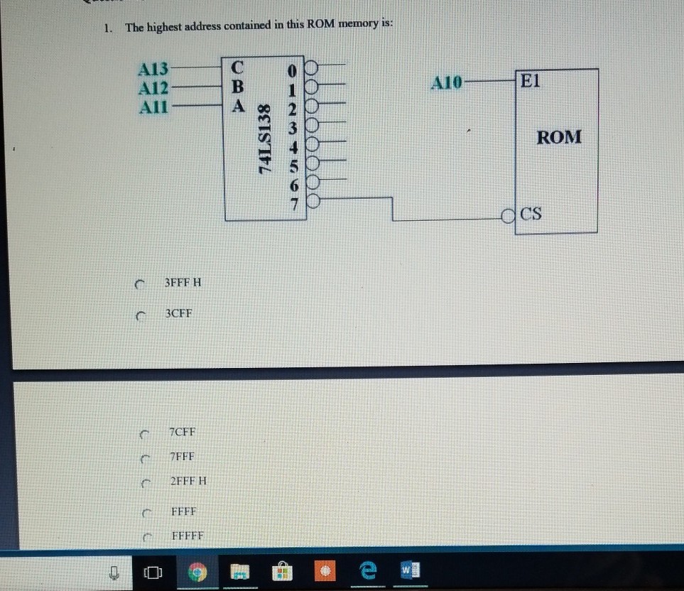 Solved 1. The highest address contained in this ROM memory | Chegg.com