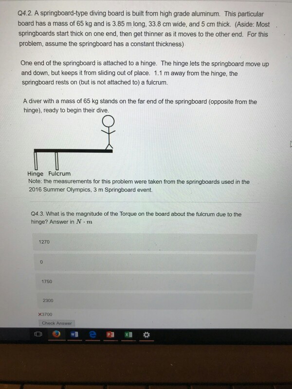 Solved Q4.2. A springboard-type diving board is built from | Chegg.com