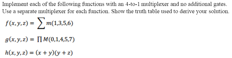 Solved Implement each of the following functions with an | Chegg.com