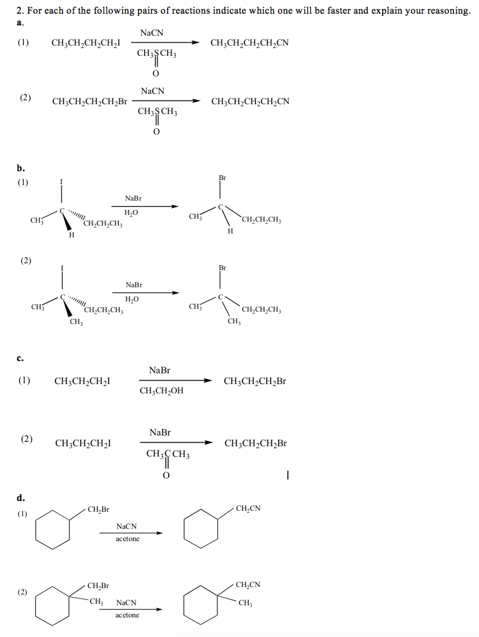 Solved For each of the following pairs of reactions indicate | Chegg.com