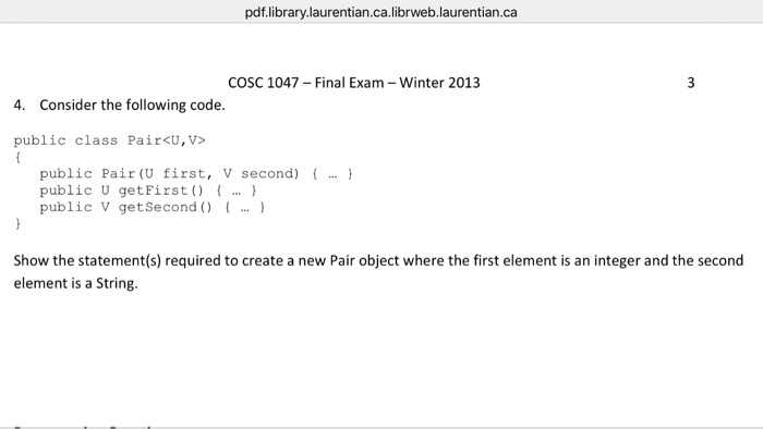 Solved Consider the following code. public class Pair | Chegg.com